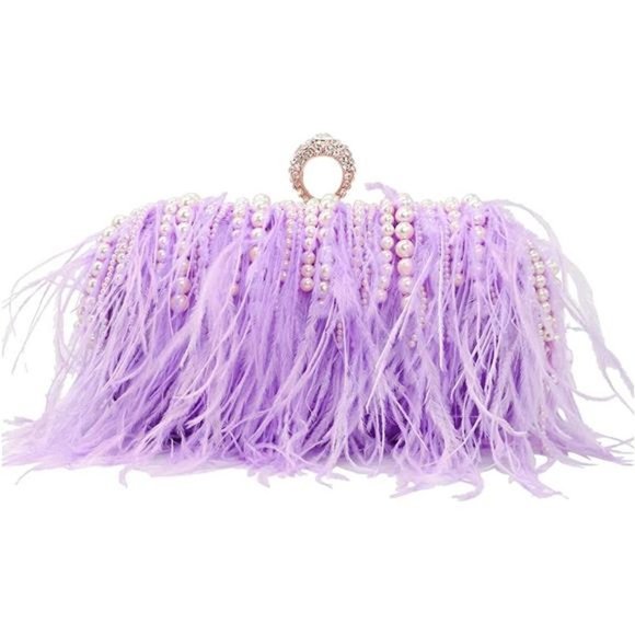 Bags | Womens Natural Ostrich Feather Bag X Light Purple | Poshmark